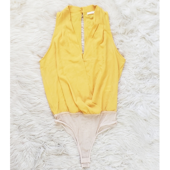 Lush | Tops | New Lush Sleeveless Wrap Yellow Bodysuit | Poshmark